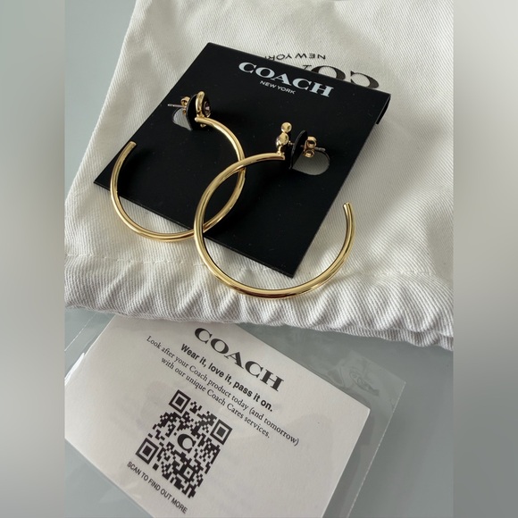 Coach | Jewelry | Coach C Stone Gold Hoop Earrings | Poshmark